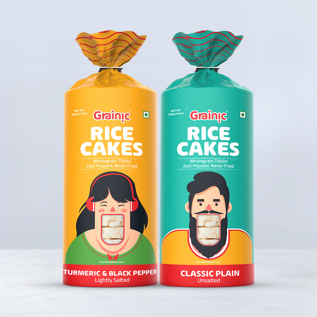Combo of Classic Plain and Turmeric & Black Pepper Rice Cake – Grainic